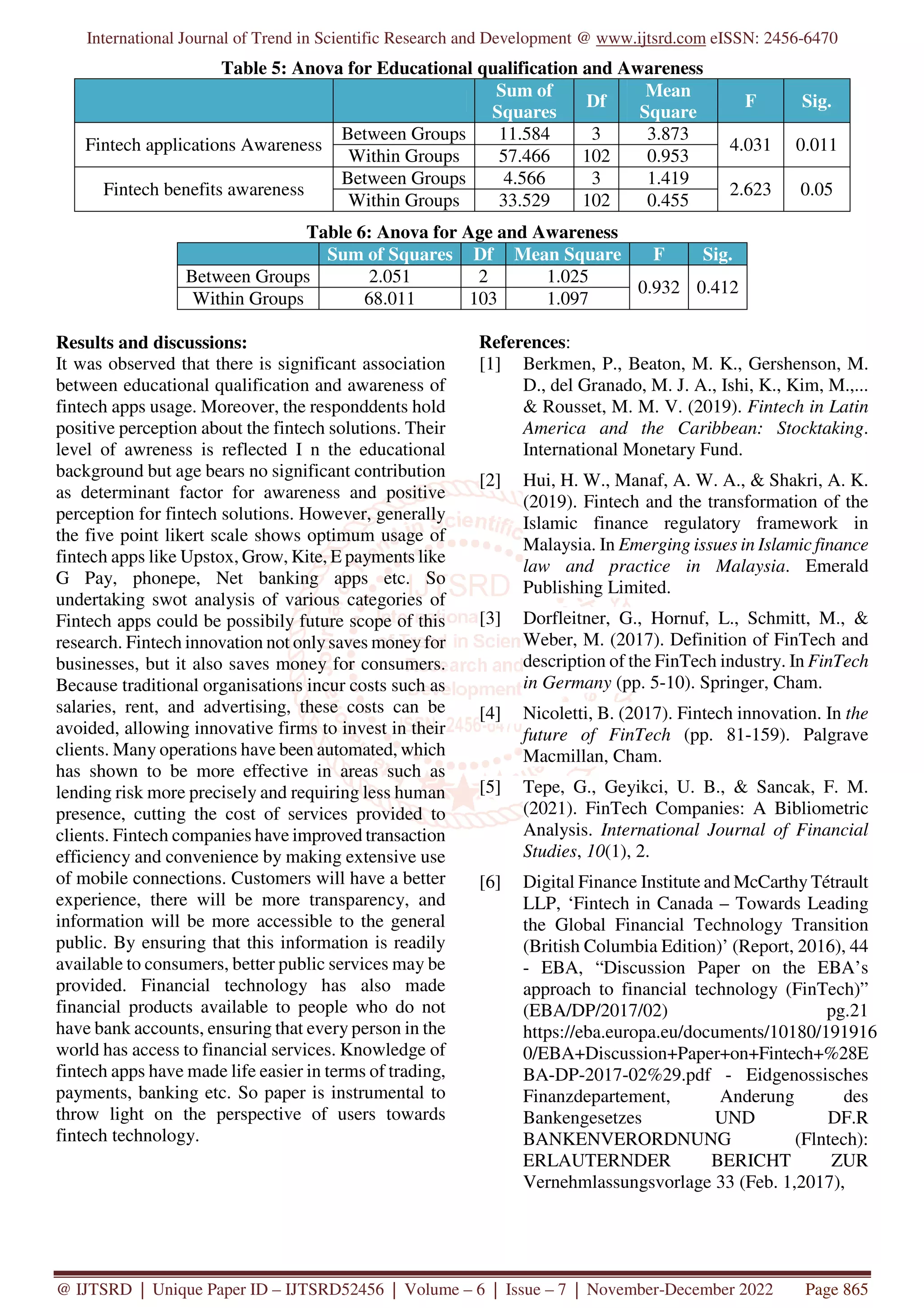 A Study on Perception and Awareness about Fintech Platforms | PDF