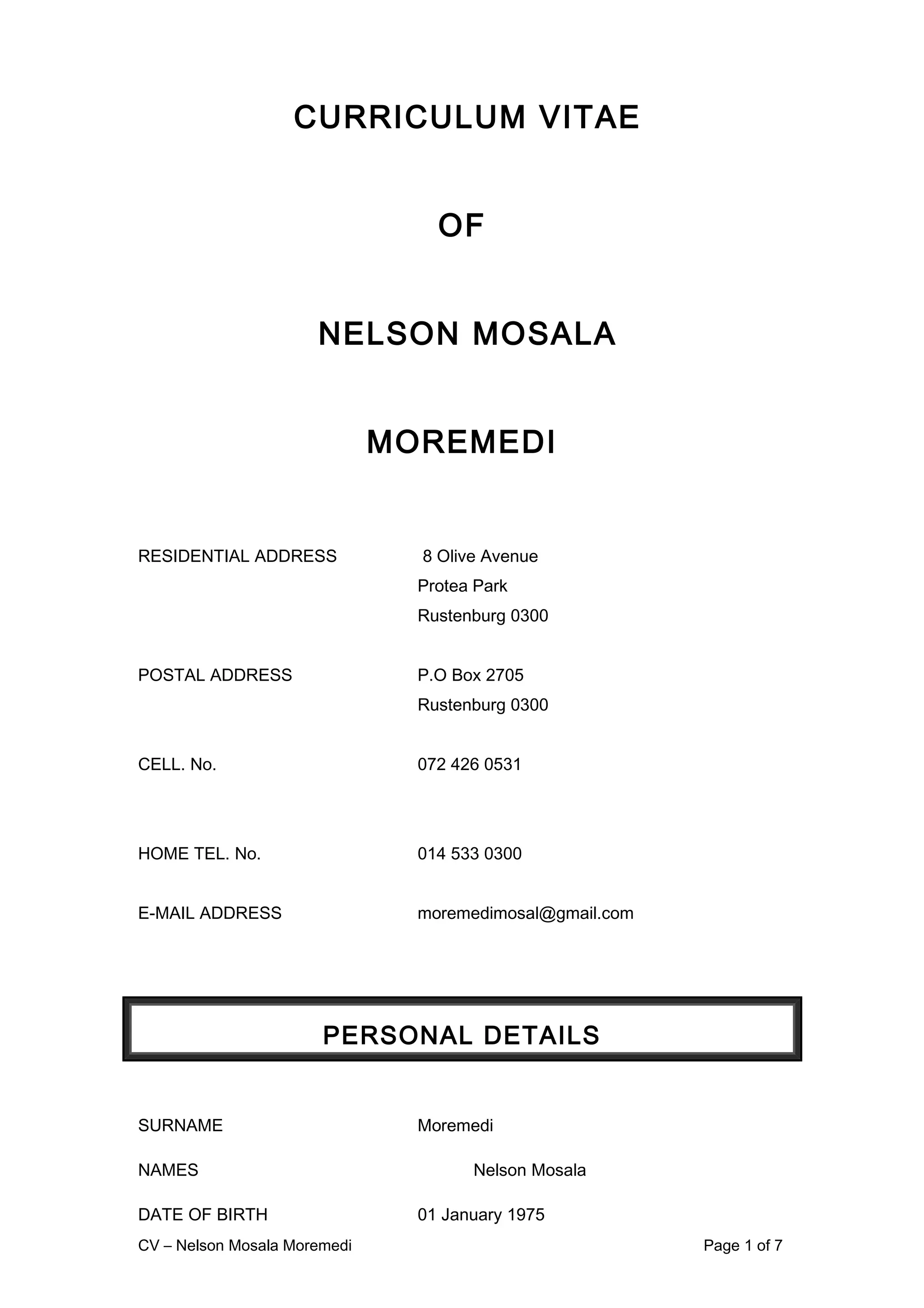 curriculum vitae. mosala | DOC