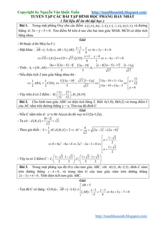 110 bài hình học về phương trình đường thẳng | PDF