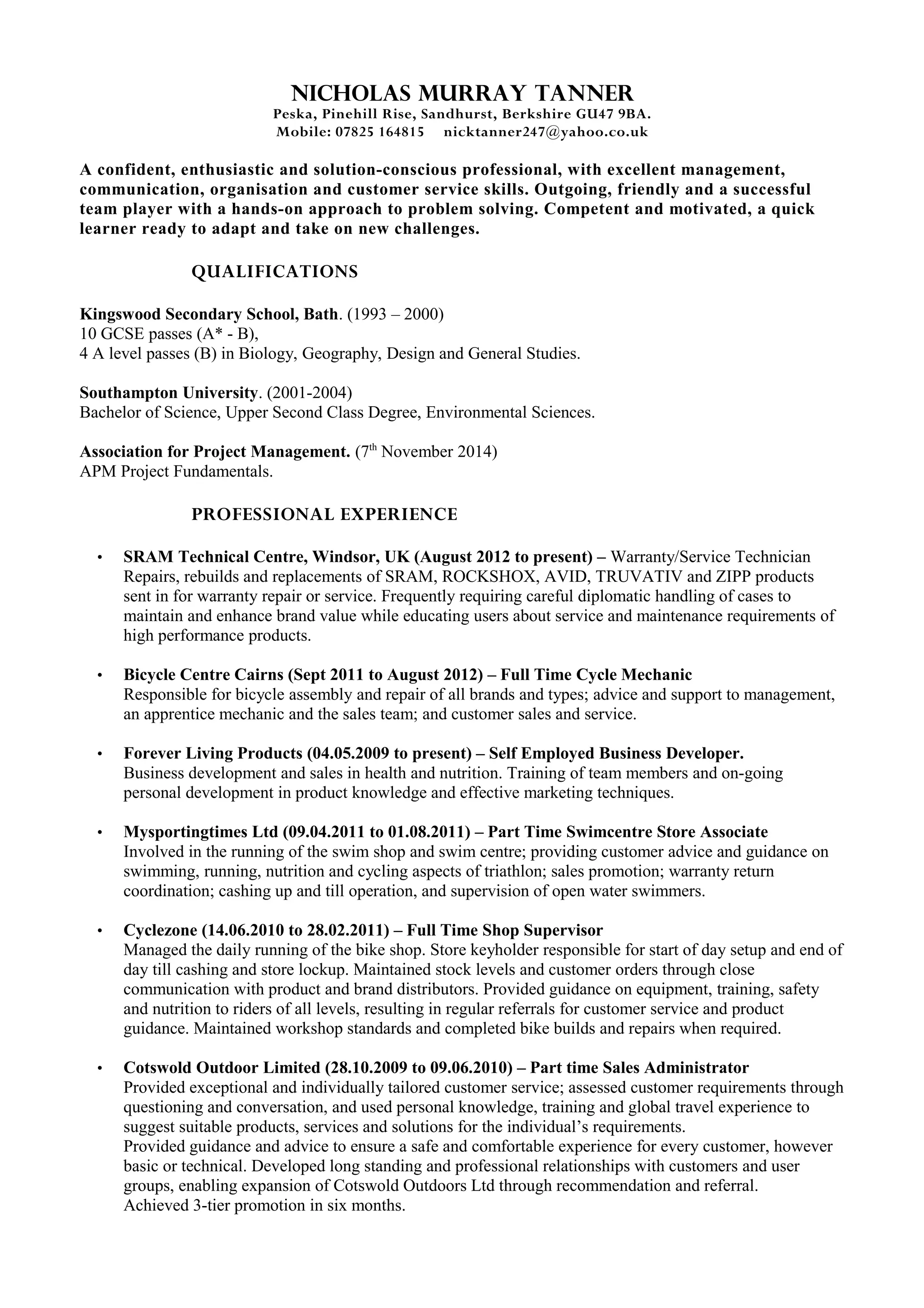 CV Nick Tanner FULL | DOC