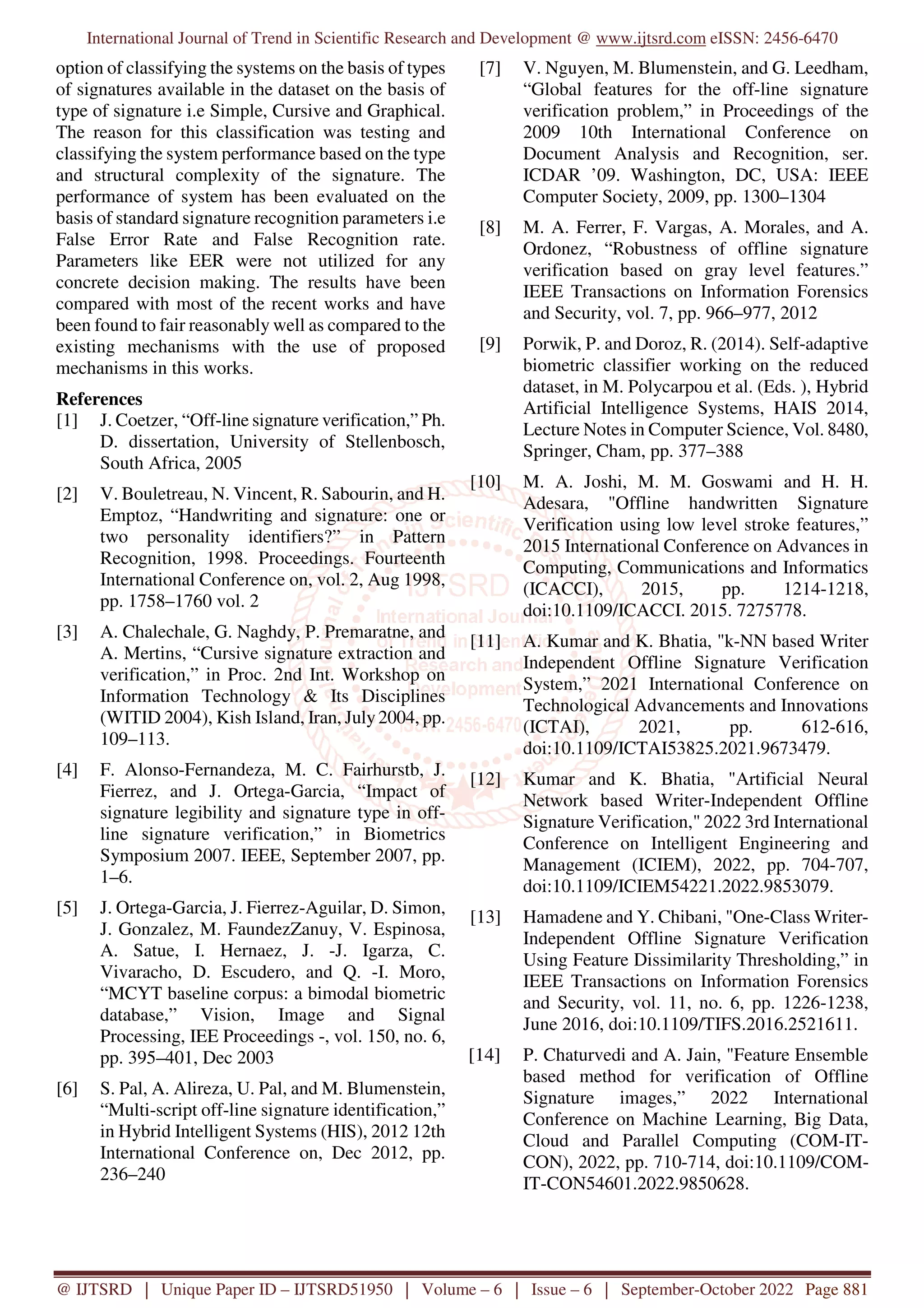 Comprehensive Review of Offline Signature Verification Mechanisms | PDF