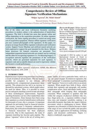 Comprehensive Review of Offline Signature Verification Mechanisms | PDF