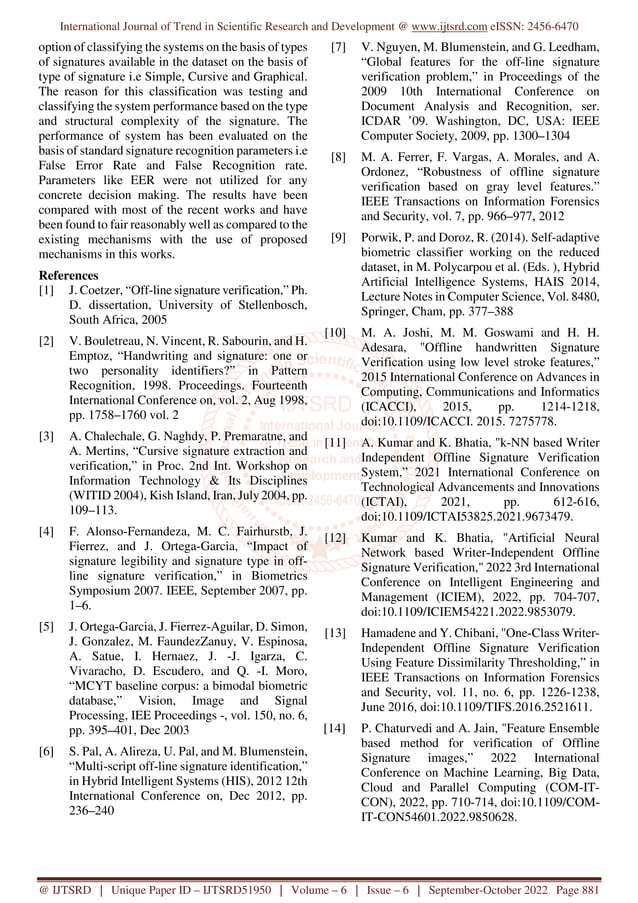 Comprehensive Review of Offline Signature Verification Mechanisms | PDF