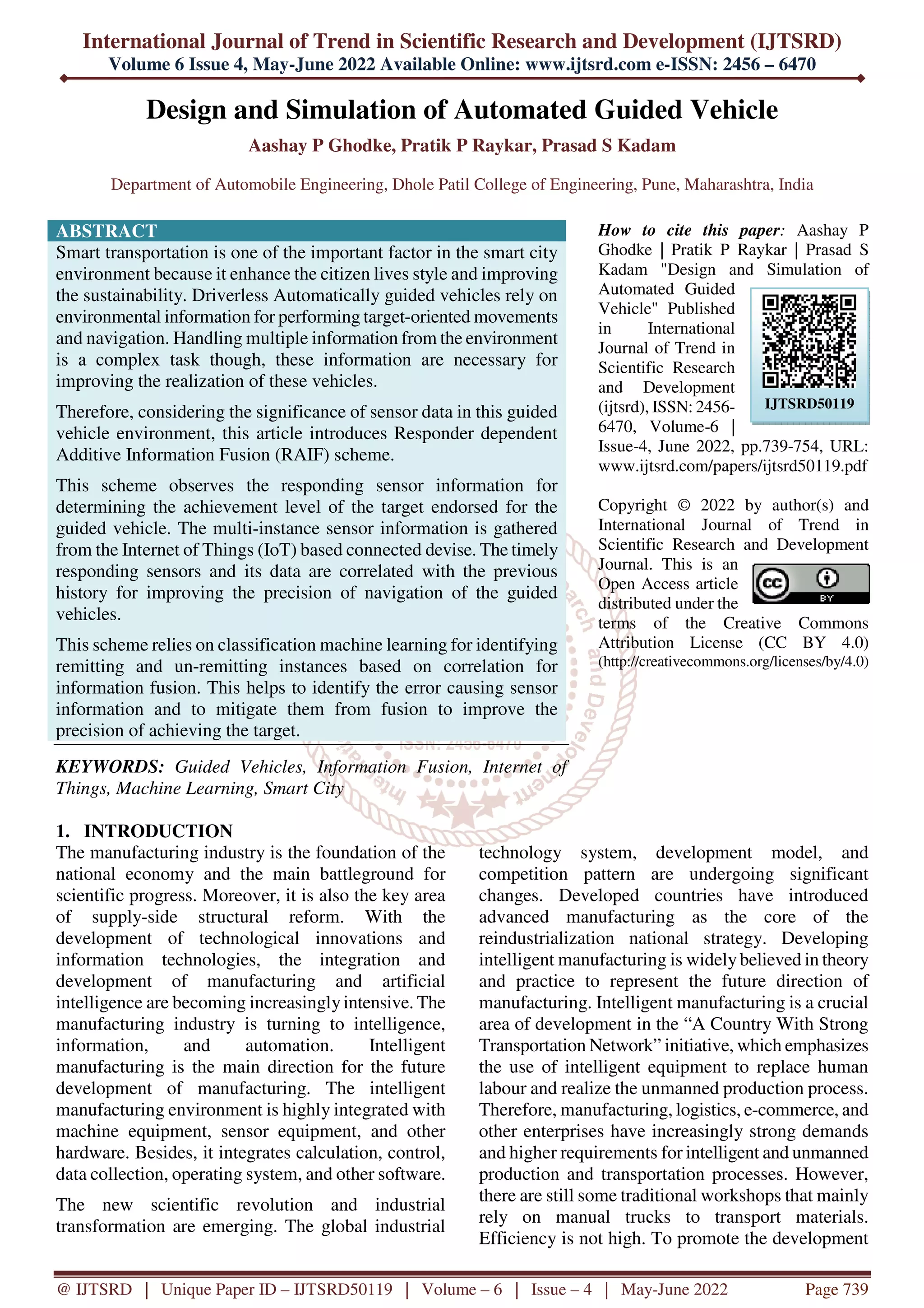 Design and Simulation of Automated Guided Vehicle | PDF