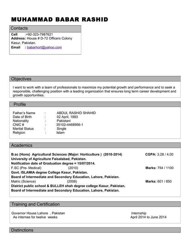 C.v by M.Babar Rashid | DOC | Islam | Religion & Spirituality