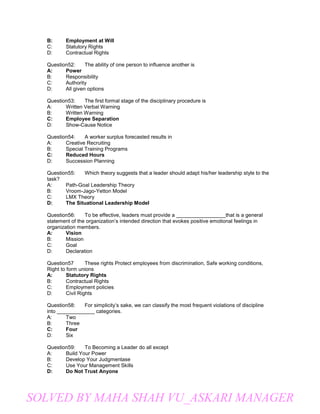 110 mcqs of HR Management Solved | PDF