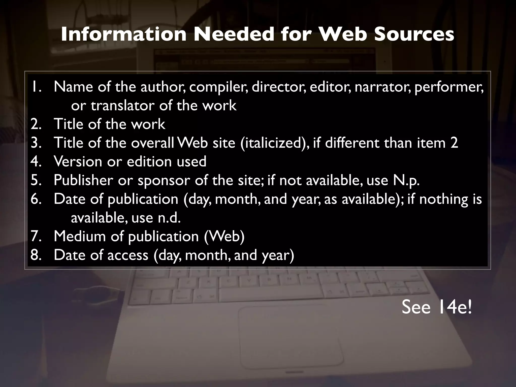 MLA Basics for Writing 1 | PPT