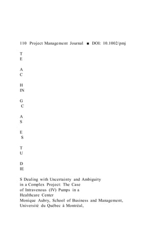 110 Project Management Journal DOI 10.1002pmj TE | PDF