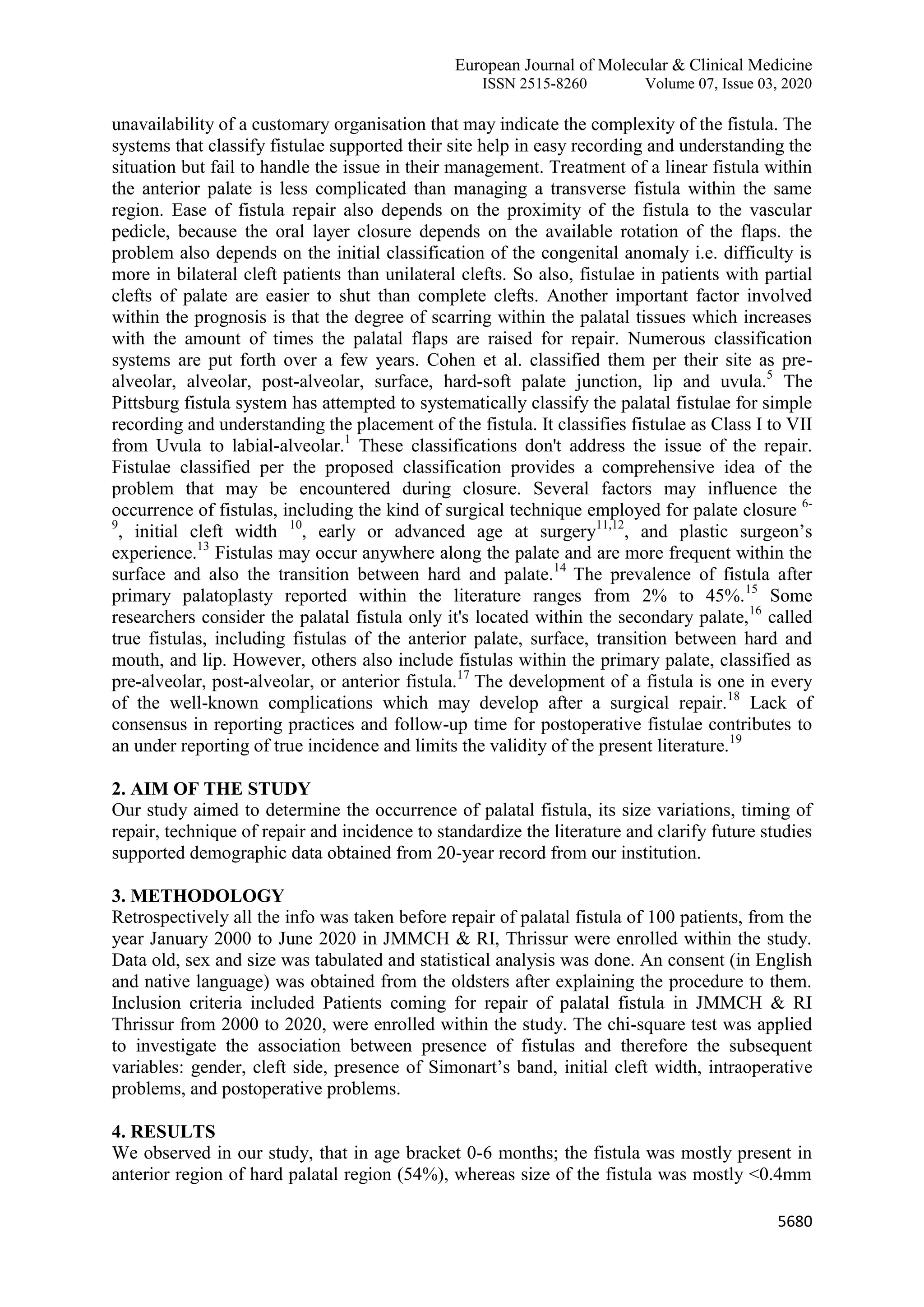 "Demographic Analysis Of Palatal Fistula In A Tertiary Care Centre: A ...