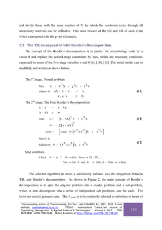 Application of Bender’s Decomposition Solving a Feed–mix Problem among ...