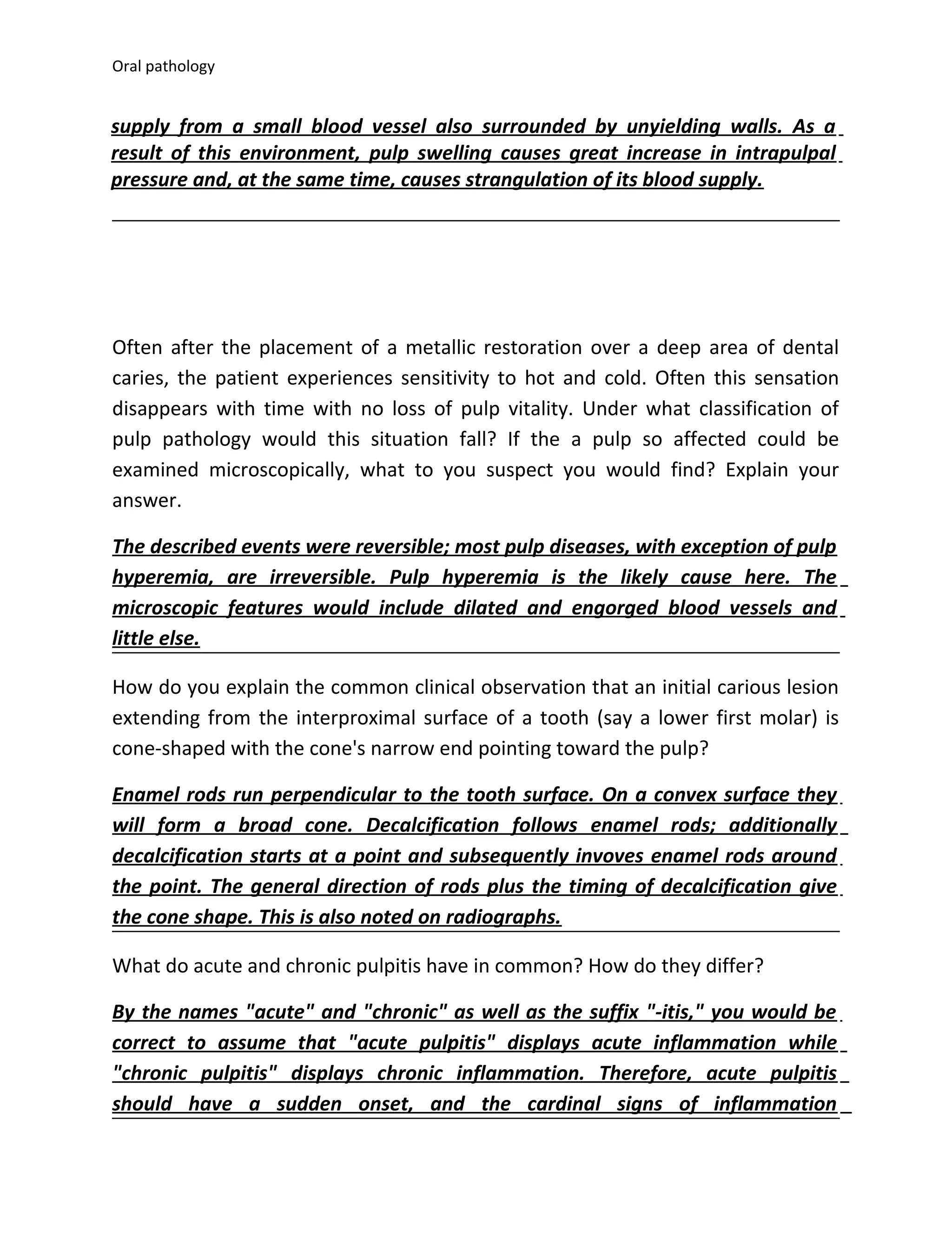 Oral Pathology Summary | DOC