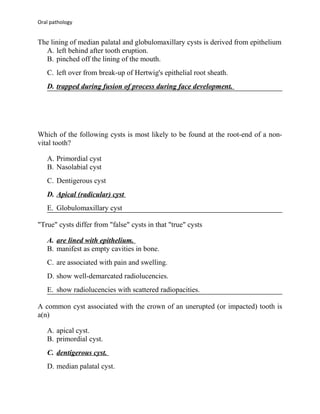 Oral Pathology Summary | DOC