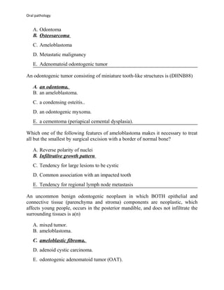 Oral Pathology Summary | DOC
