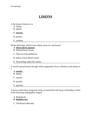 Oral Pathology Summary | DOC