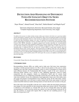 DETECTION AND HANDLING OF DIFFERENT TYPES OF CONCEPT DRIFT IN NEWS RECOMMENDATION SYSTEMS | PDF