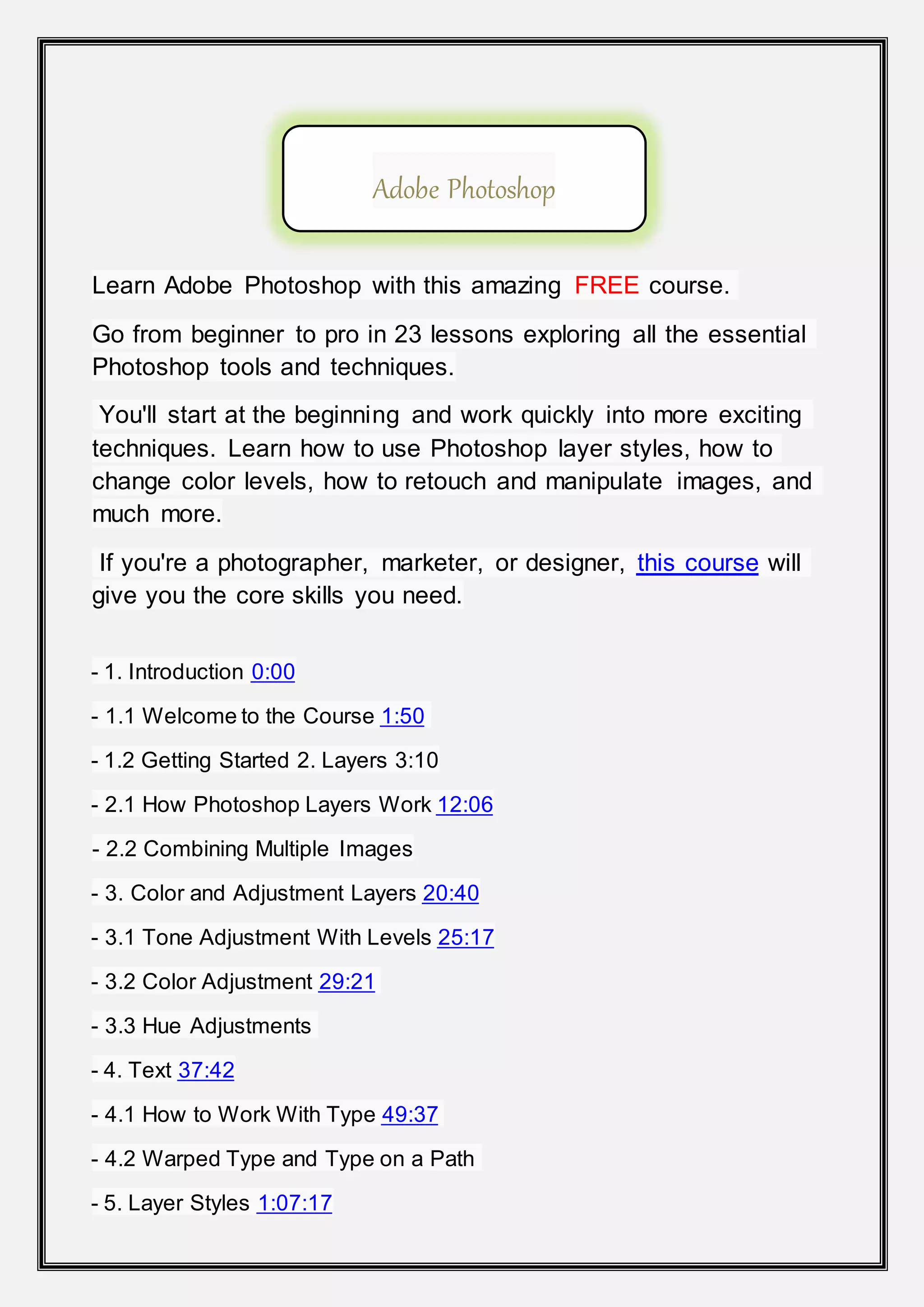 Start learning Photoshop now with this free course | PDF