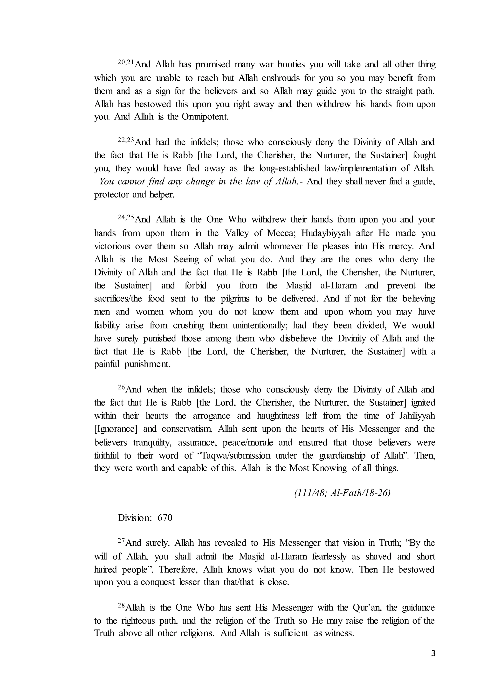 111 surah al-fath (the conquest) | DOCX | Islam | Religion & Spirituality