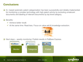 AI-SDV 2022: Machine learning based patent categorization: A success ...
