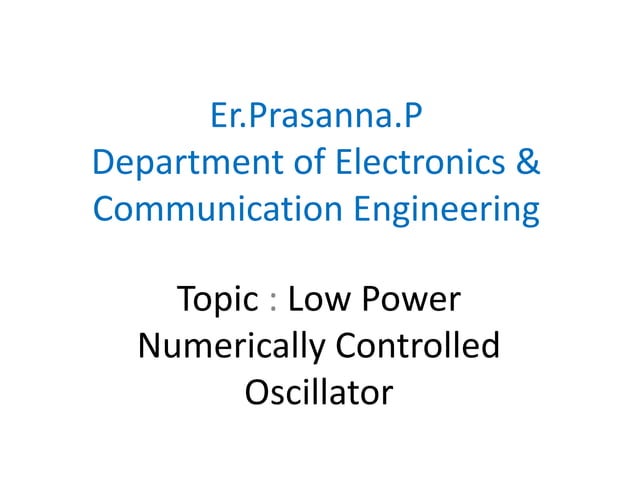 Low Power Numerically Controlled Oscillator | PPT