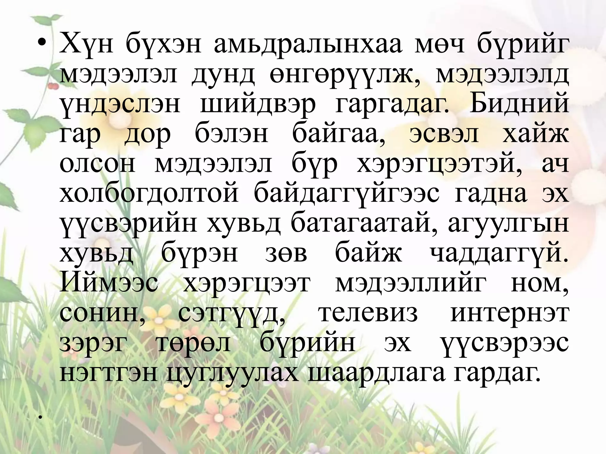 Багц мэдээлэл Ppsx