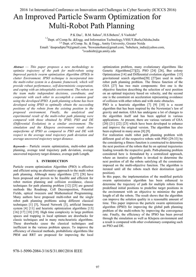 Improved Particle Swarm Optimization | PDF