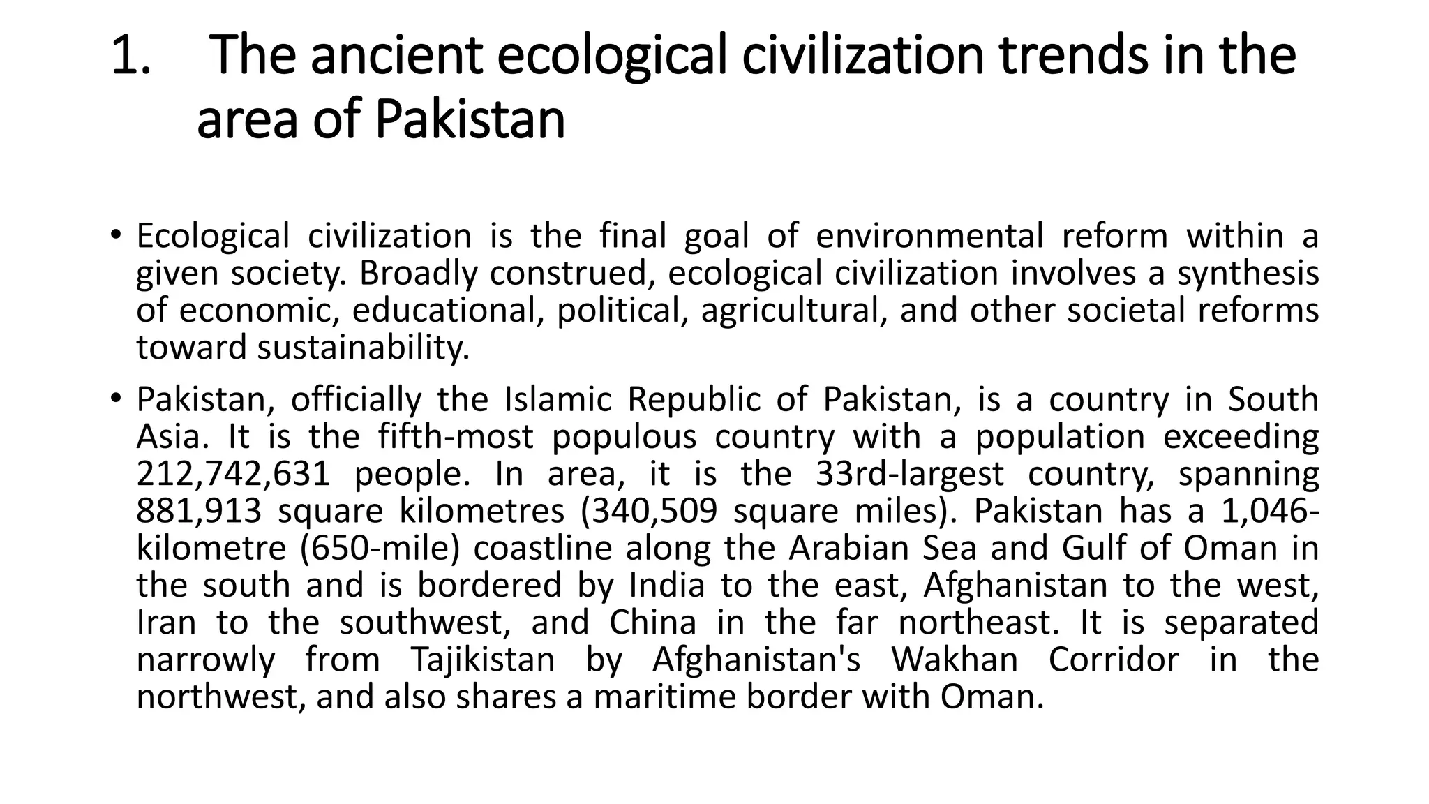 ecological civilization in pakistan through MEP | PPTX