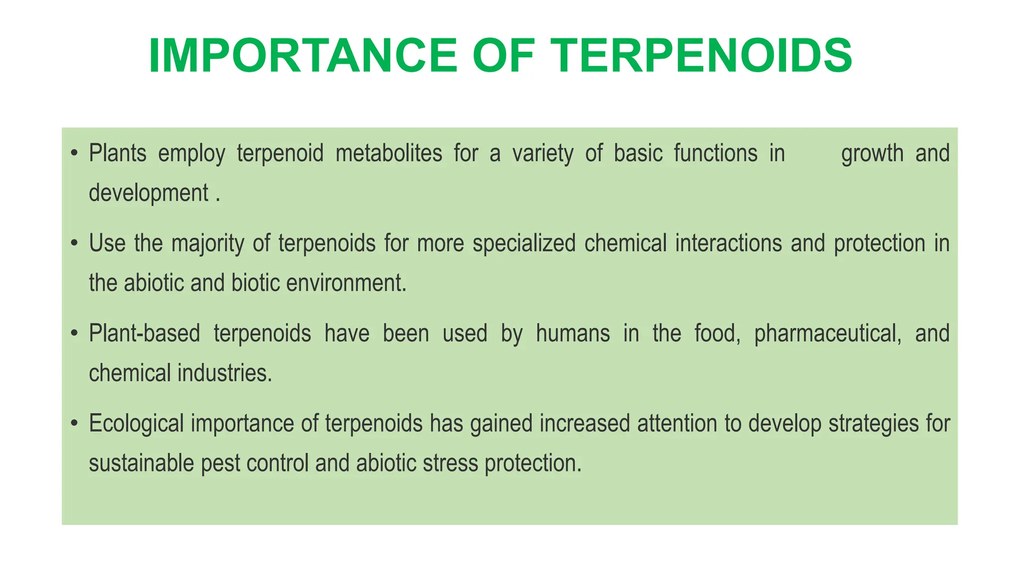 Terpenoids: types, biosynthesis and functions. | PPTX