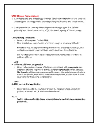 Clinical case Management Of Severe Acute Respiratory Infection SARI | PDF