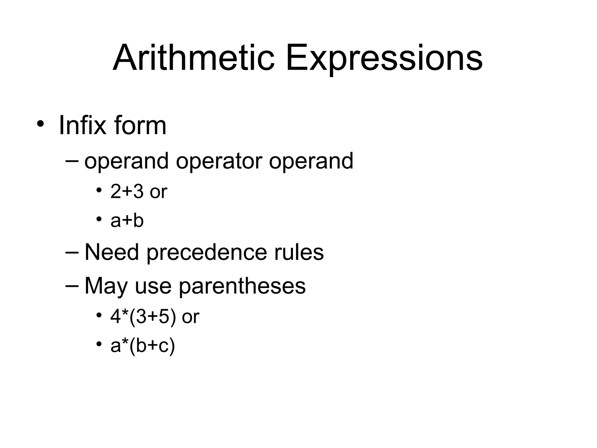 Arithmetic notation conversion infix to1 | PPT