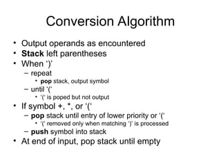 Arithmetic notation conversion infix to1 | PPT