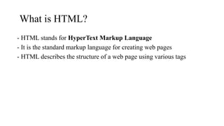 Presentation on Understanding Basic HTML Tags || pptx || Created by Shovan Prita Paul | PPT