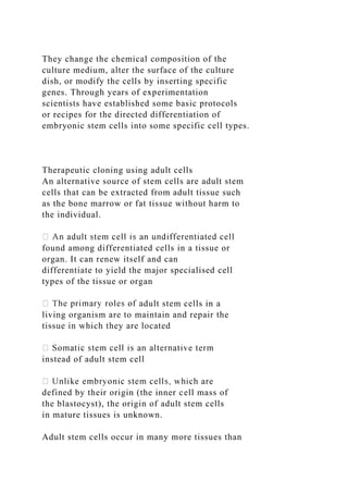 11111 Fact Sheet 22 CLONING AND STEM CELLS 1 1 .docx | Genetics | Science