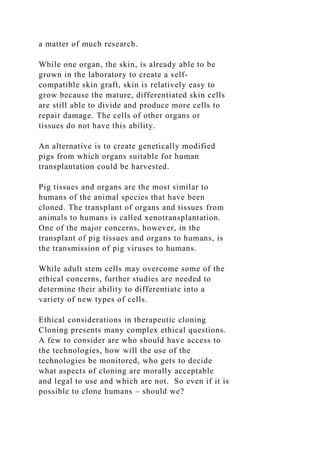 11111 Fact Sheet 22 CLONING AND STEM CELLS 1 1 .docx | Genetics | Science