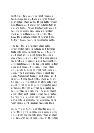 11111 Fact Sheet 22 CLONING AND STEM CELLS 1 1 .docx | Genetics | Science