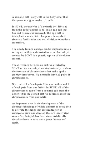 11111 Fact Sheet 22 CLONING AND STEM CELLS 1 1 .docx | Genetics | Science