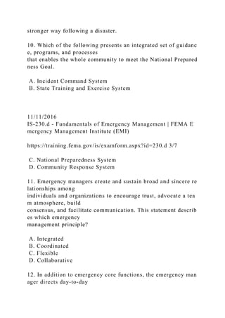 11112016 IS­230.d ­ Fundamentals of Emergency Management F.docx