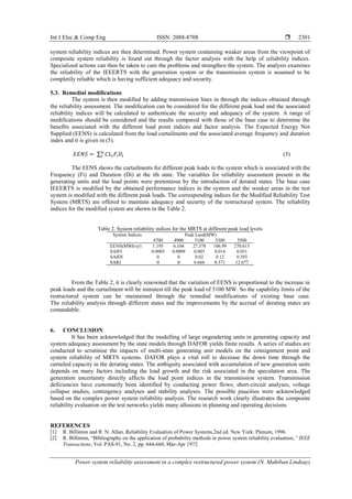 Power System Reliability Assessment in a Complex Restructured Power System | PDF