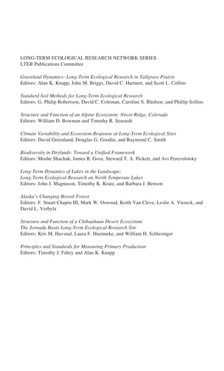 Principles And Standards For Measuring Primary Production Longterm ...