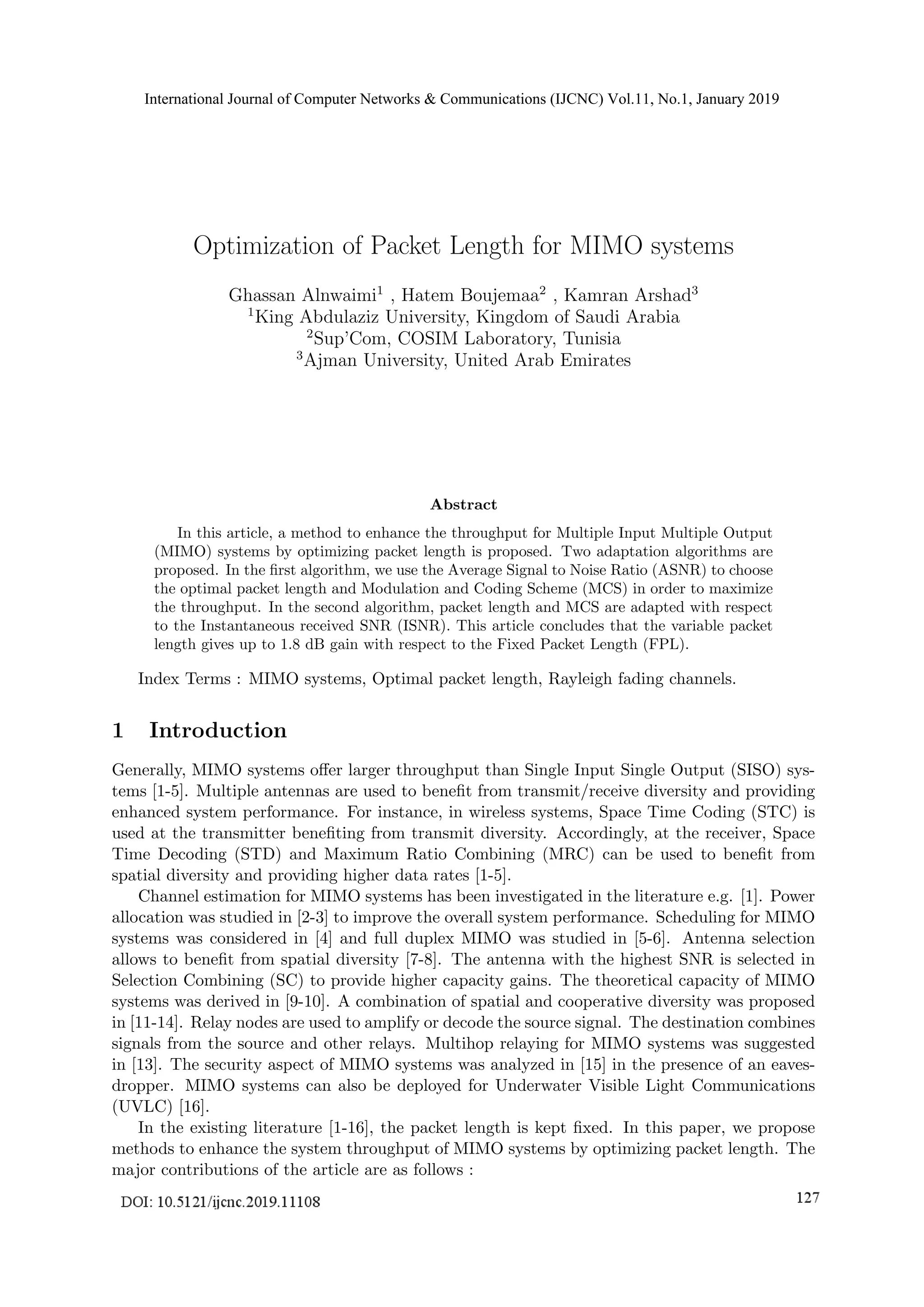 Optimization Of Packet Length For Mimo Systems Pdf 5819