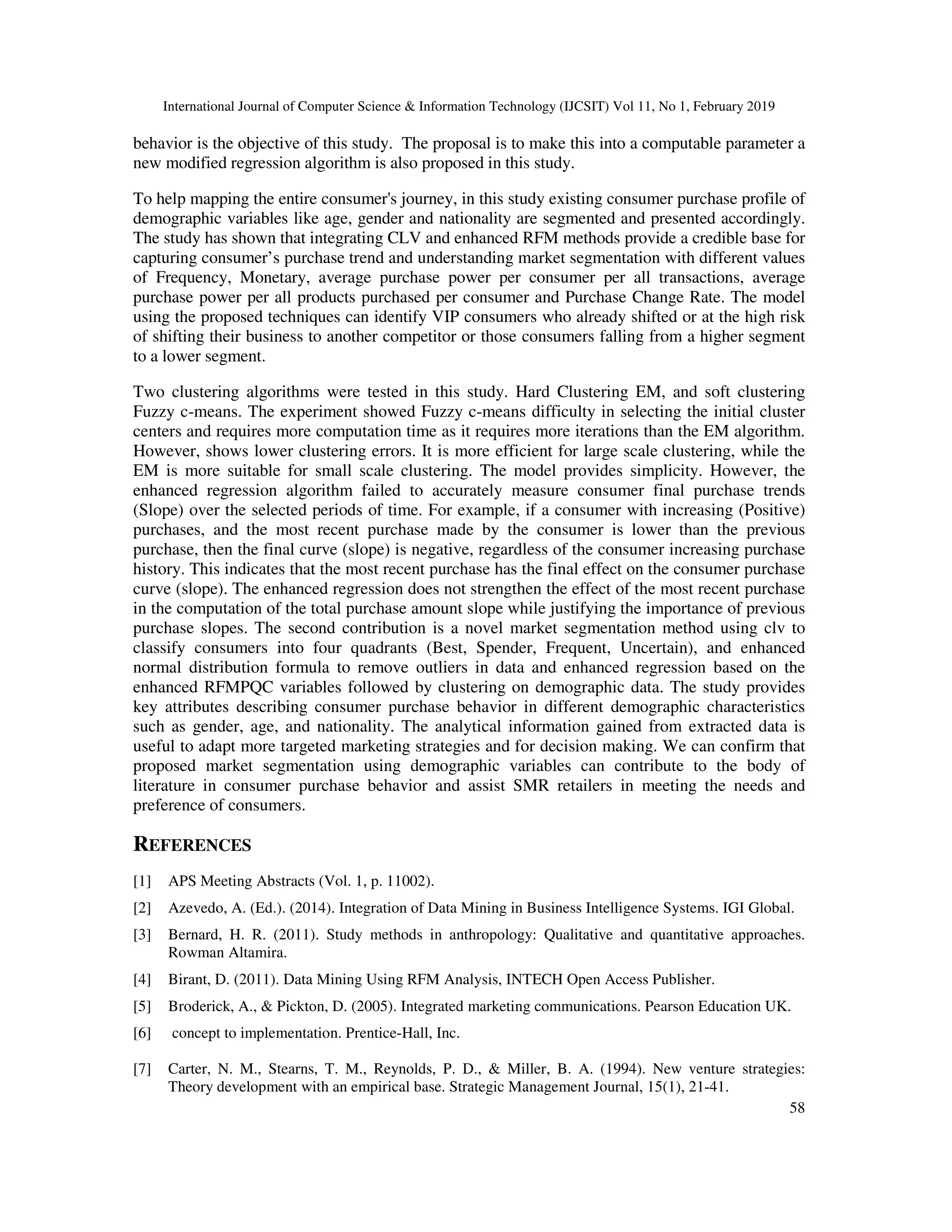 New Market Segmentation Methods Using Enhanced Rfm Clv Modified Regression And Clustering