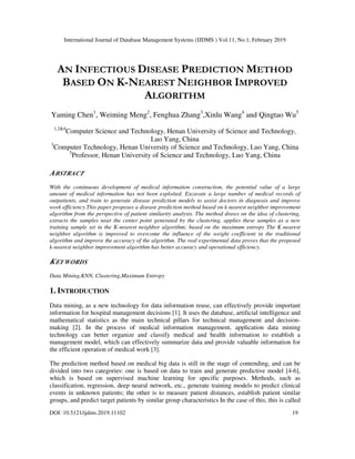 An Infectious Disease Prediction Method Based on K-Nearest Neighbor ...