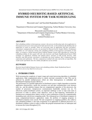 HYBRID HEURISTIC-BASED ARTIFICIAL IMMUNE SYSTEM FOR TASK SCHEDULING | PDF