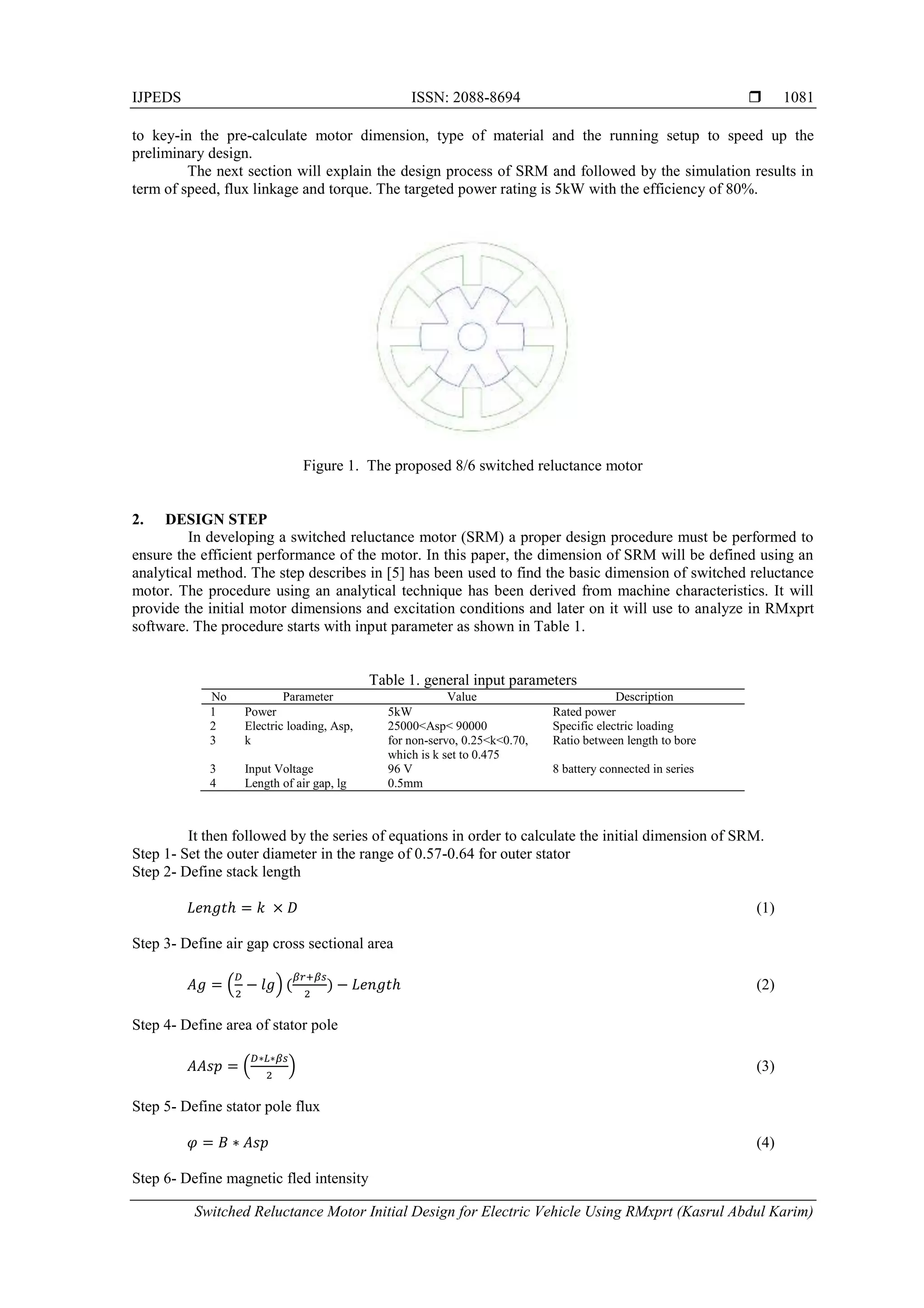 Switched Reluctance Motor Initial Design for Electric Vehicle using RMxprt | PDF