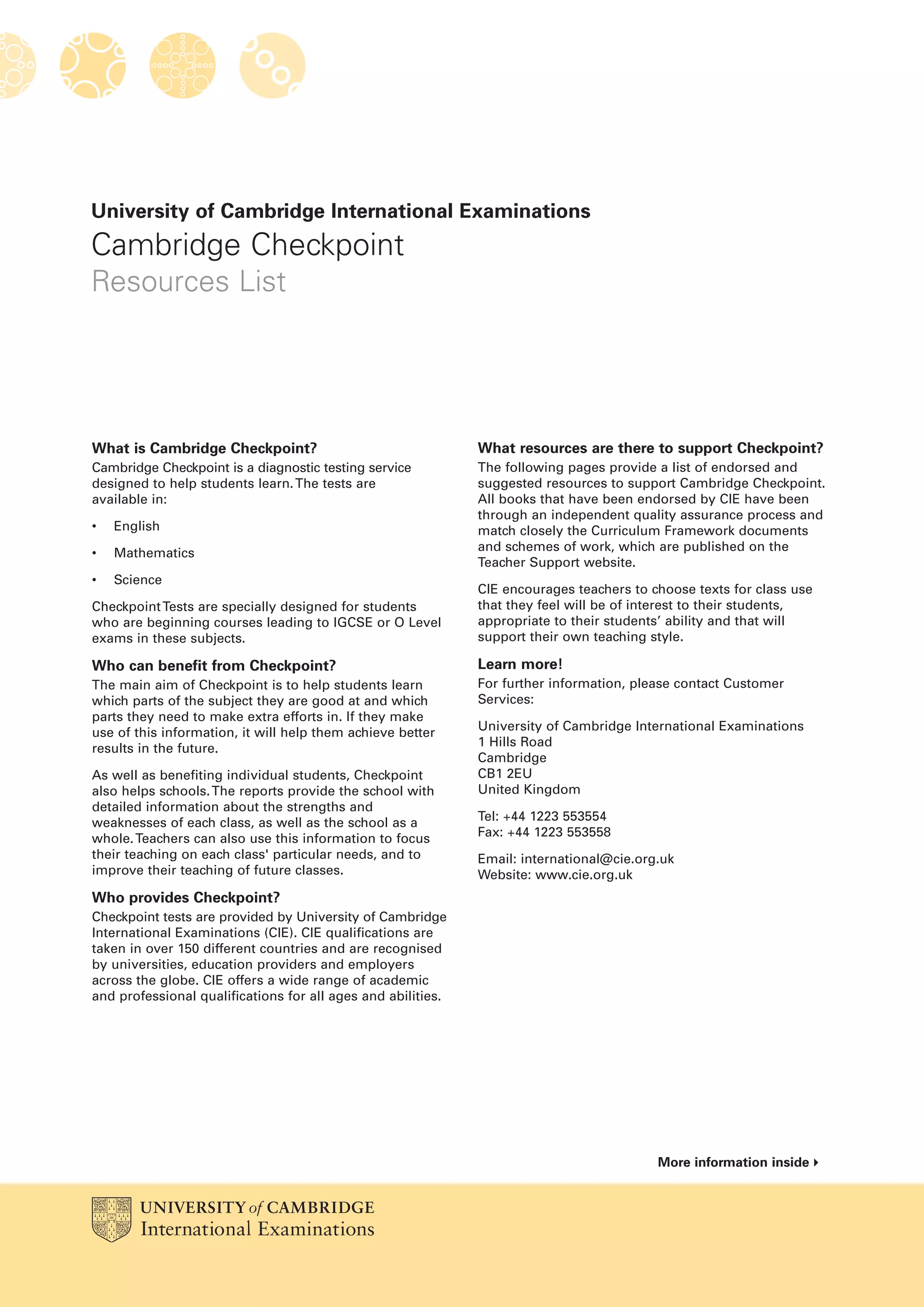 Cambridge Checkpoint | PDF