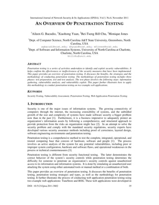 AN OVERVIEW OF PENETRATION TESTING | PDF