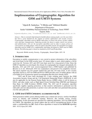 Implimentation of Cryptographic Algorithm for GSM and UMTS Systems ...