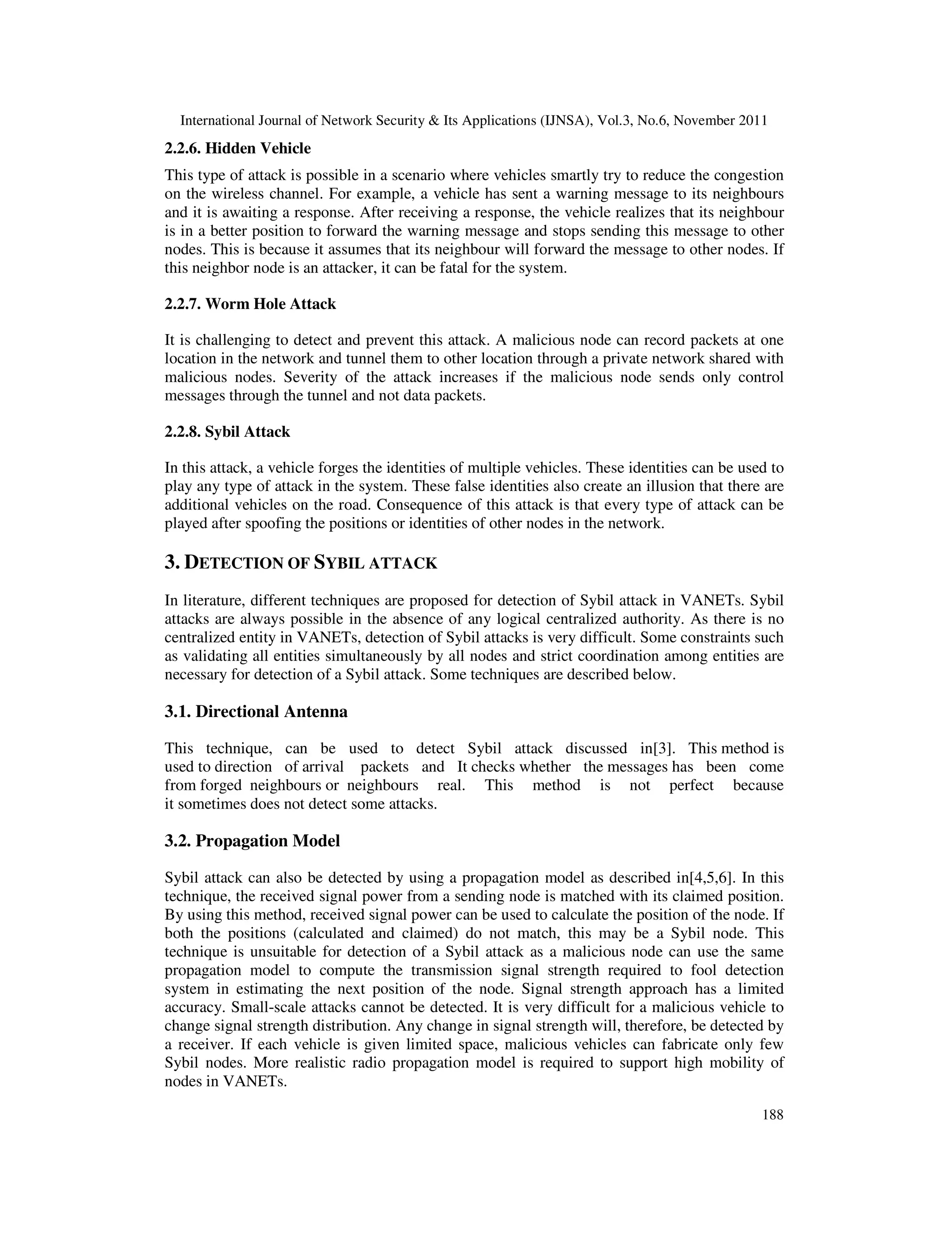 Efficient Detection Of Sybil Attack Based On Cryptography In Vanet Pdf Information And