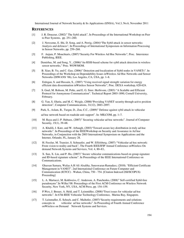 EFFICIENT DETECTION OF SYBIL ATTACK BASED ON CRYPTOGRAPHY IN VANET | PDF | Information and ...