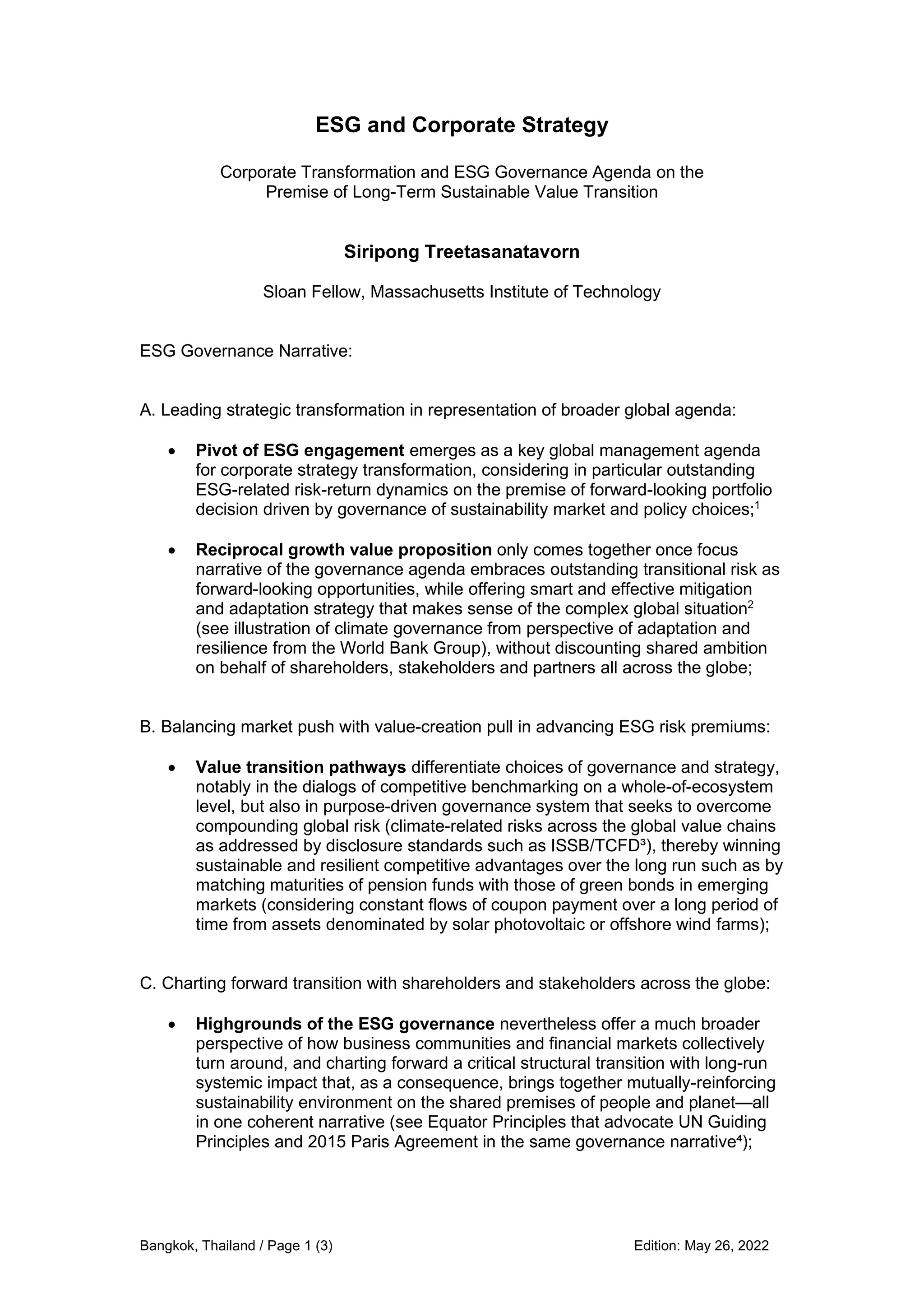 ESG and Corporate Strategy | PDF