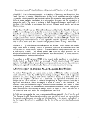 Construction of Amharic-arabic Parallel Text Corpus for Neural Machine Translation | PDF